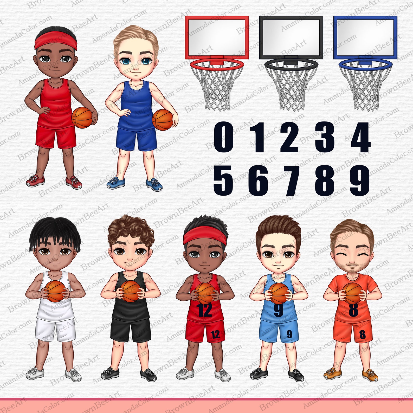Basketball Boy Chibi Clipart: Sport Friends (digital Download) - Etsy