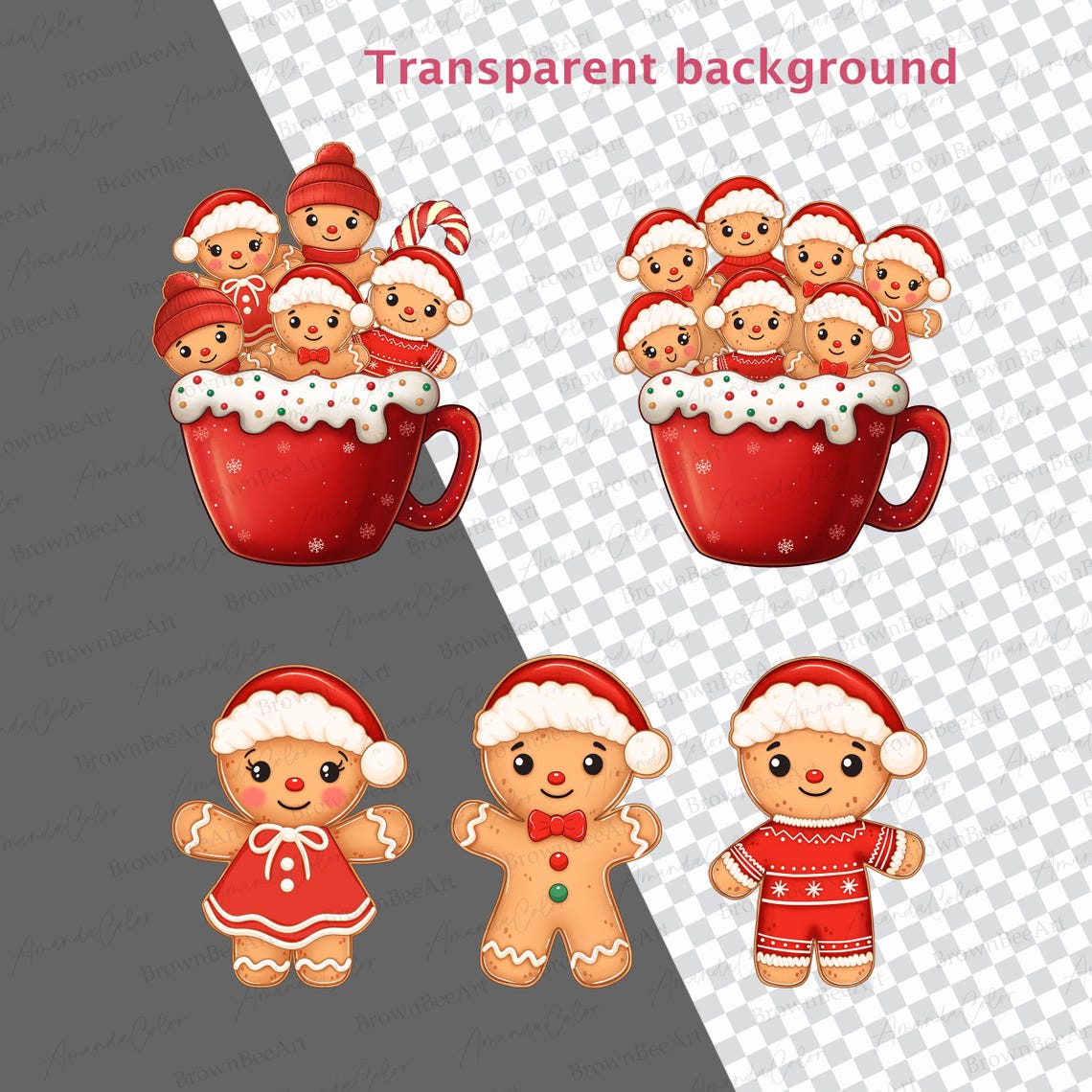Custom Gingerbread Family Clipart, Personalized Christmas Gift, Our ...