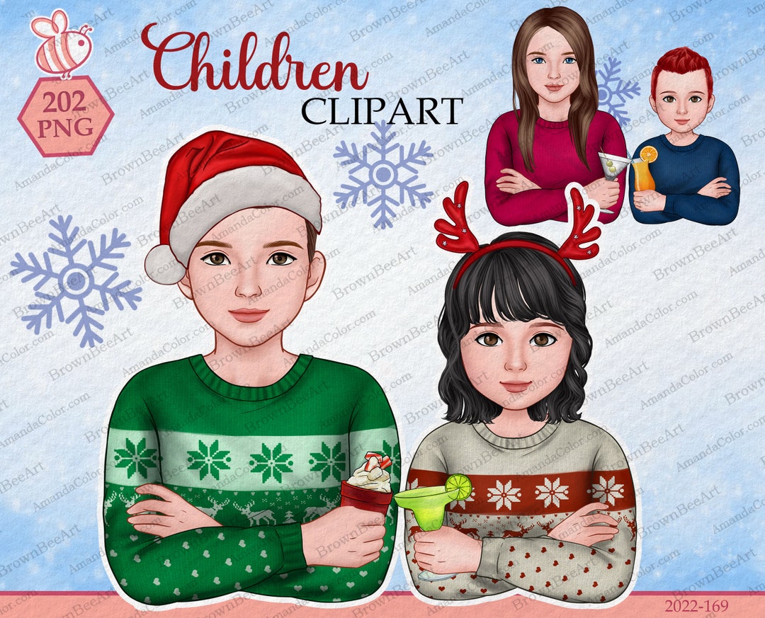 Children Clipart, Merry Christmas Clipart, Winter Lipart, Kids Clipart ...