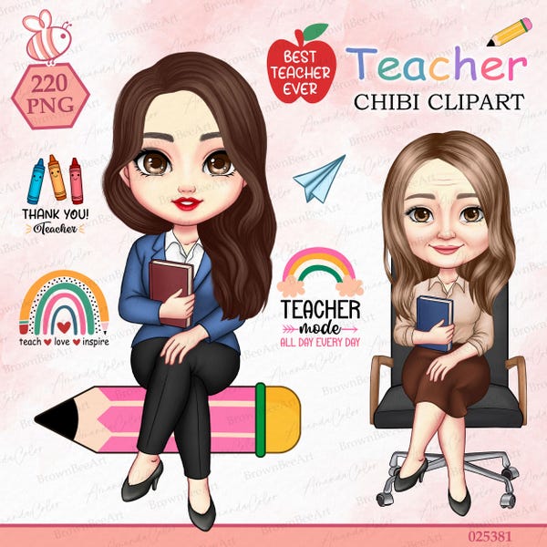 Teacher Chibi - Etsy