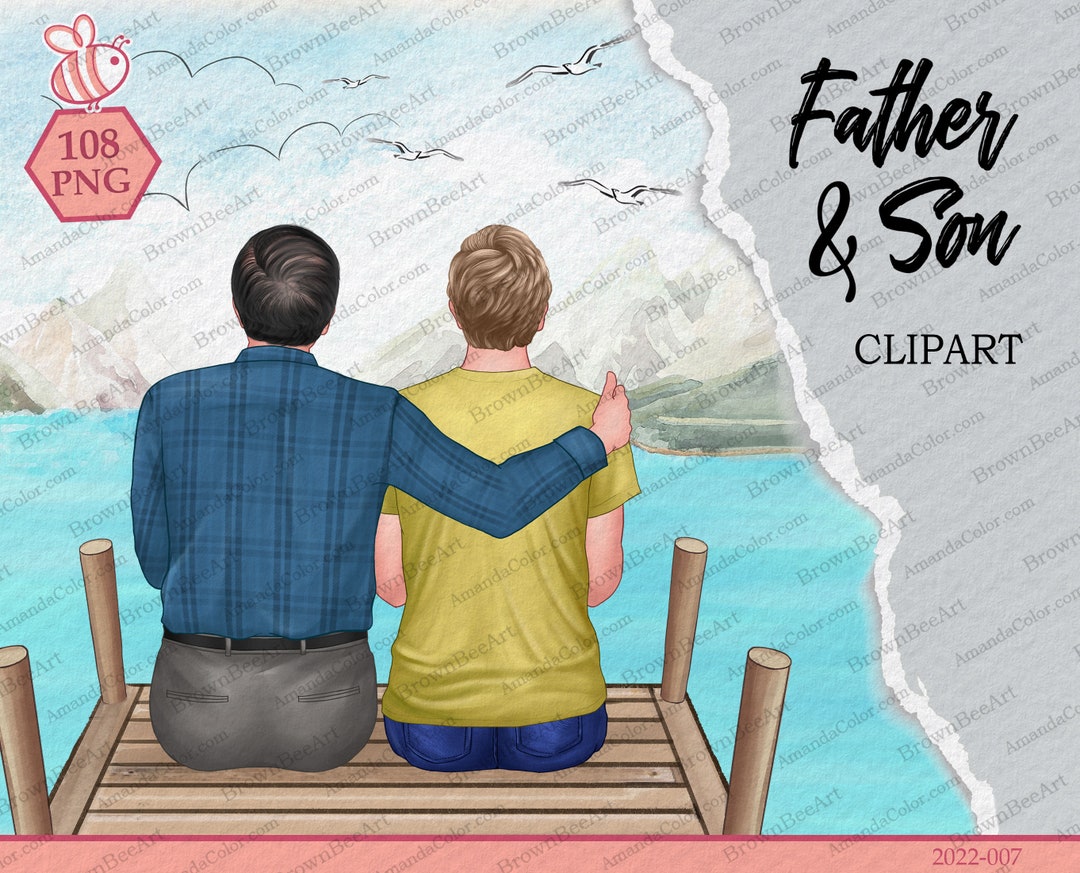 Father and Son Clipart: Family Portrait PNG (digital Download) - Etsy
