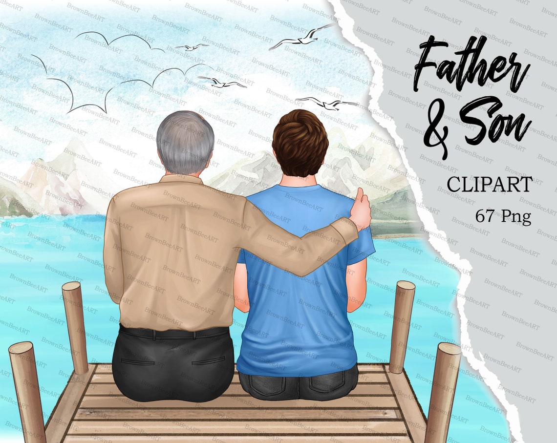 Father and Son Clipart Dad Clipart Sitting Family Custom - Etsy