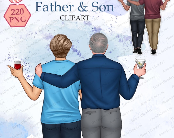 Father Son Clipart Instant Download, Fathers Day PNG, Daddy Me Family ...