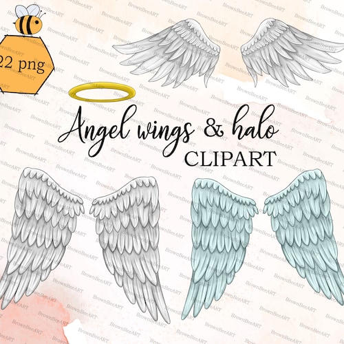 Angle Wing and Halo Clipart Heaven Clipart Custom Portrait - Etsy