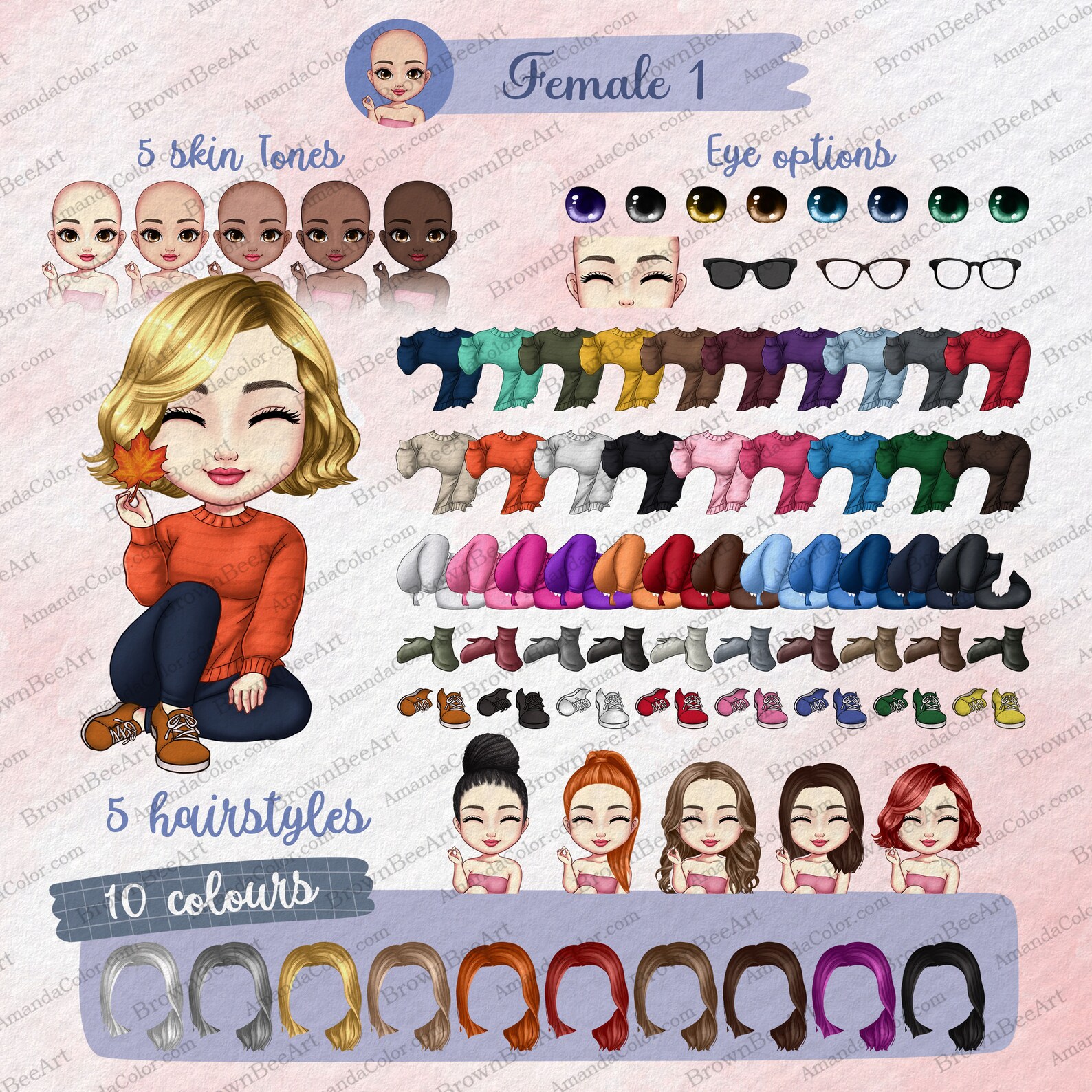 Fall Girls Clipart, Chibi Clipart, Besties Clipart, Best Friends ...