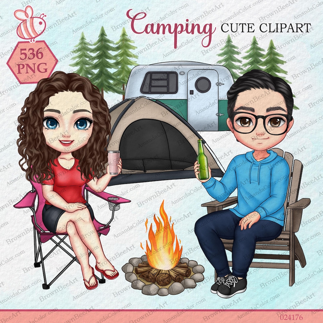 Camping Clipart, Best Friend Clipart, Couple Clipart, Outdoor Clipart ...