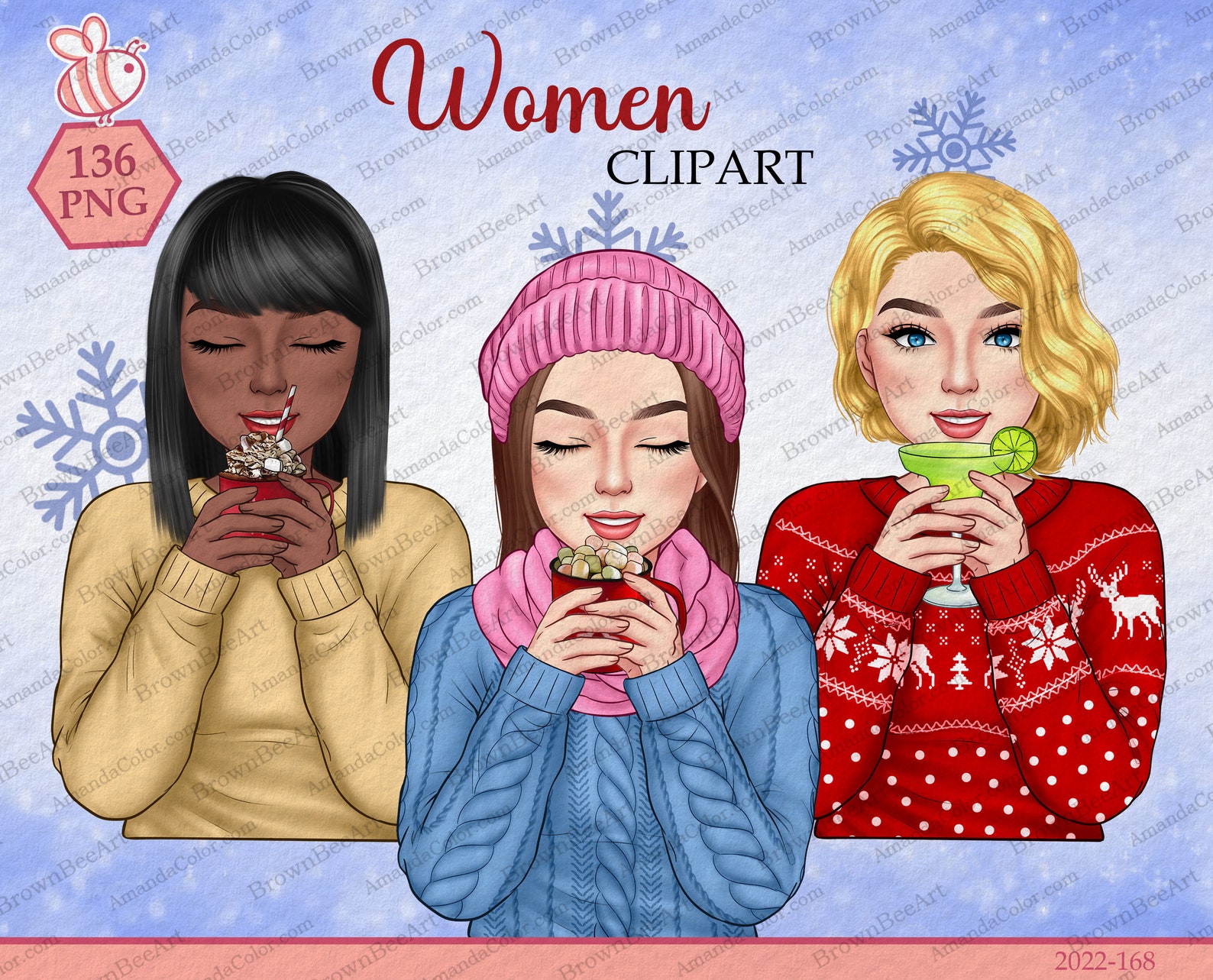 Woman Clipart Christmas Girls Clipart Winter Clipart Bestie - Etsy