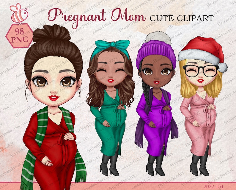 Cute Clipart Pregnant Mom Clipart Maternity Clipart - Etsy