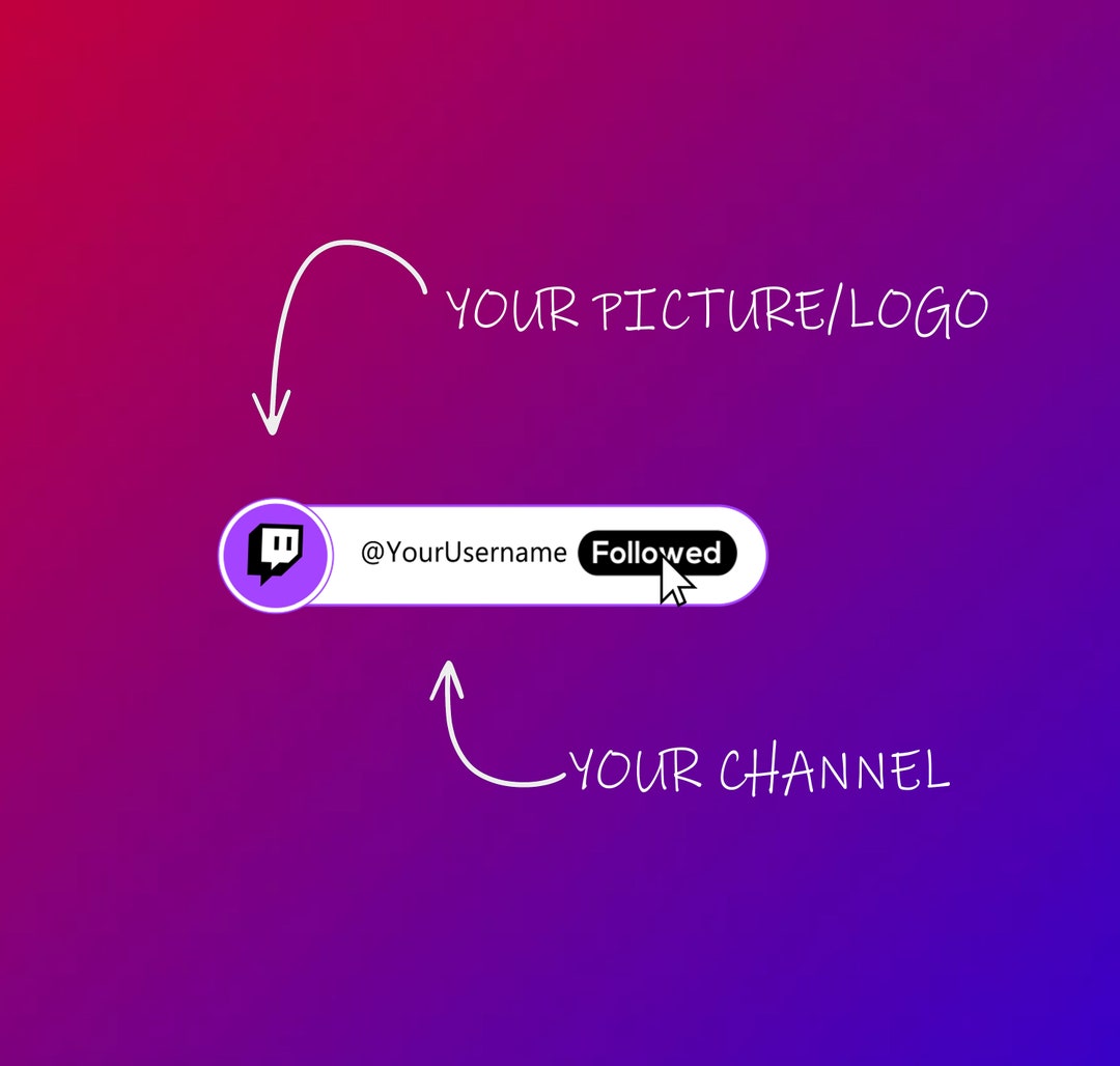 Custom Animated Twitch Follow Button Overlay for Intro Video: - Etsy