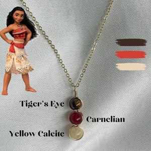 Disney Princess Moana Inspired Crystal Pendant Necklace, Tiger's Eye ...