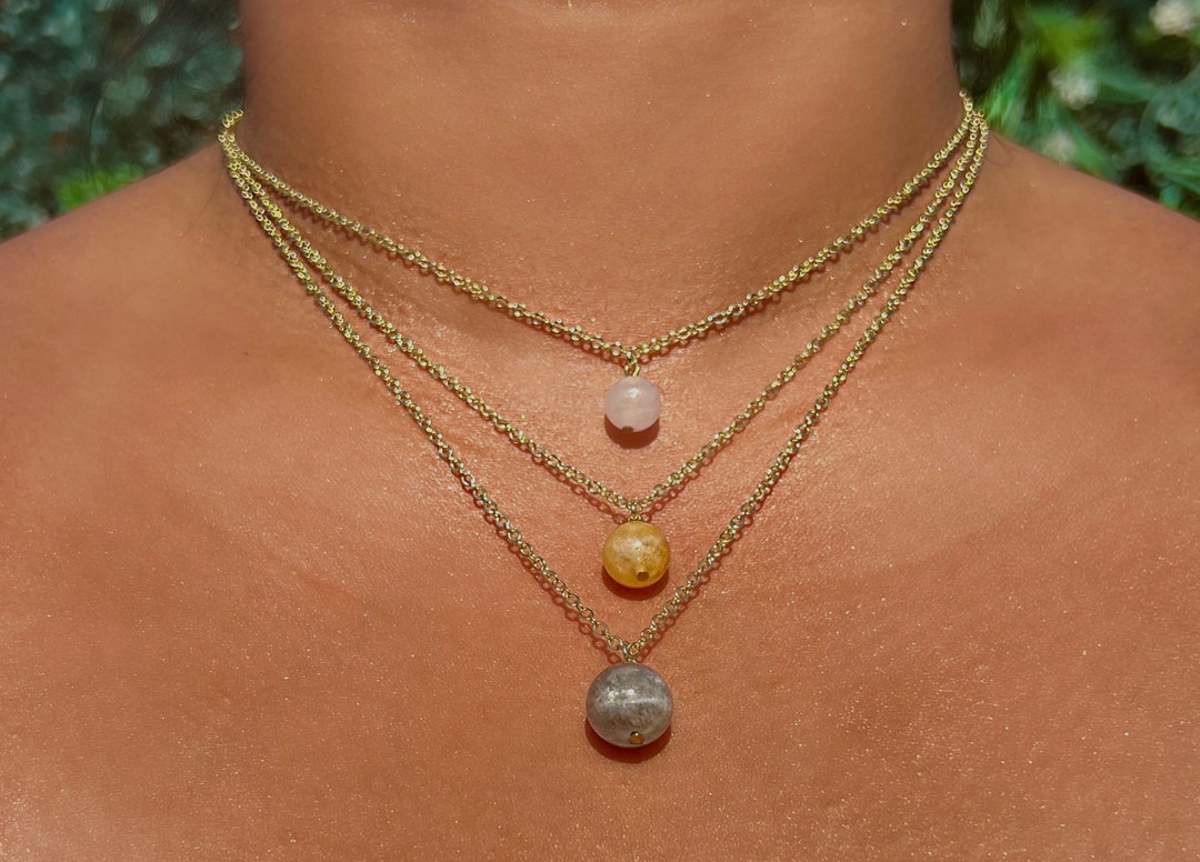 Dainty Crystal/gemstone Pendant Necklace - Etsy