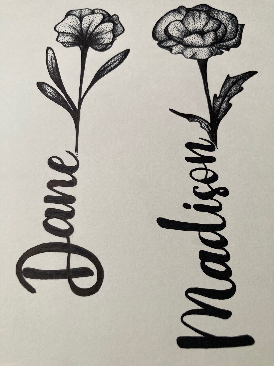 Custom Name and Birth Flowers - Etsy