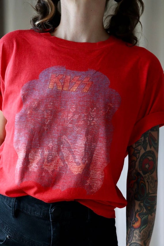 MEDIUM - 80s Kiss Band Tee - Vintage Destroyer Promo … - Gem