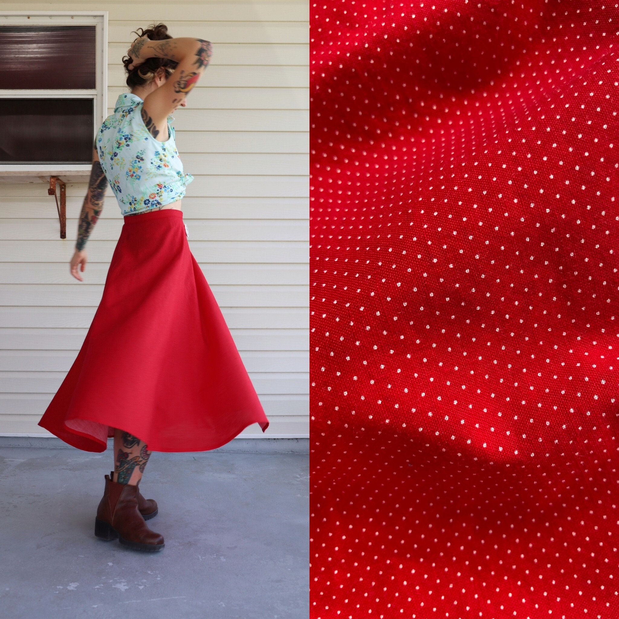 Twirl Skirt Bias Cut Circle Skirt Smocked Taffeta Circle Skirt L