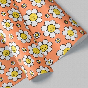 Retro Daisy Gift Wrapping Paper Roll Birthday Party Event - Etsy