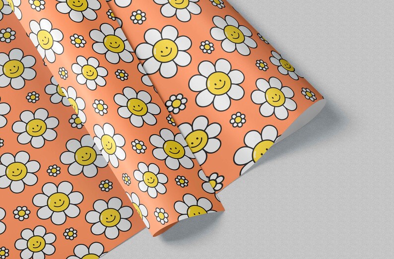 Retro Daisy Gift Wrapping Paper Roll Birthday Party Event - Etsy