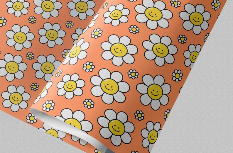 Retro Daisy Gift Wrapping Paper Roll Birthday Party Event - Etsy