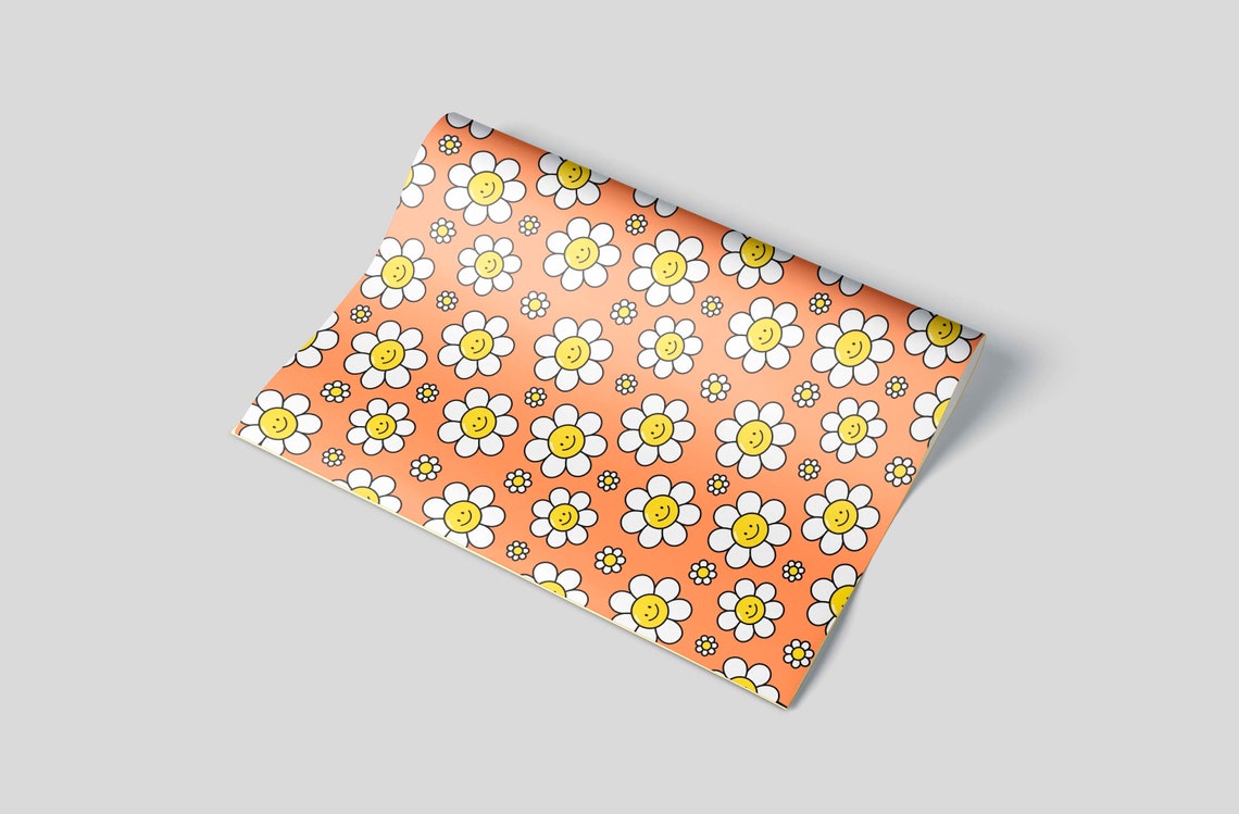 Retro Daisy Gift Wrapping Paper Roll Birthday Party Event - Etsy