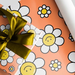 Retro Daisy Gift Wrapping Paper Roll Birthday Party Event - Etsy