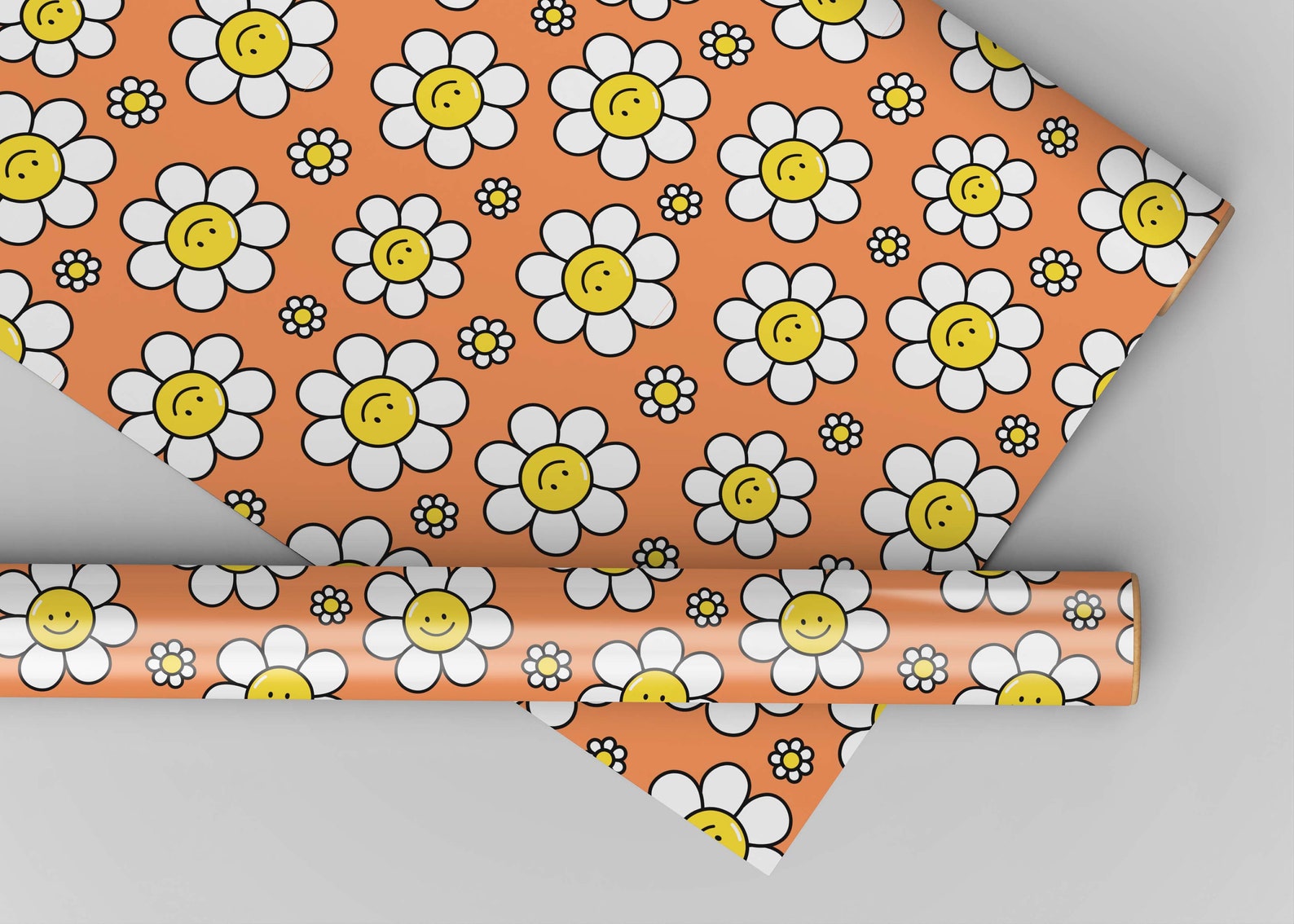 Retro Daisy Gift Wrapping Paper Roll Birthday Party Event - Etsy