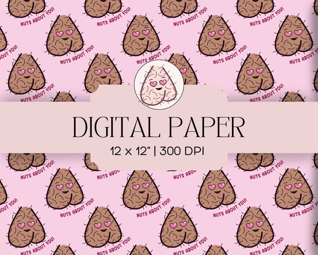 Nuts About You Pattern Digital Paper Funny Gift Pattern for Anniversary ...