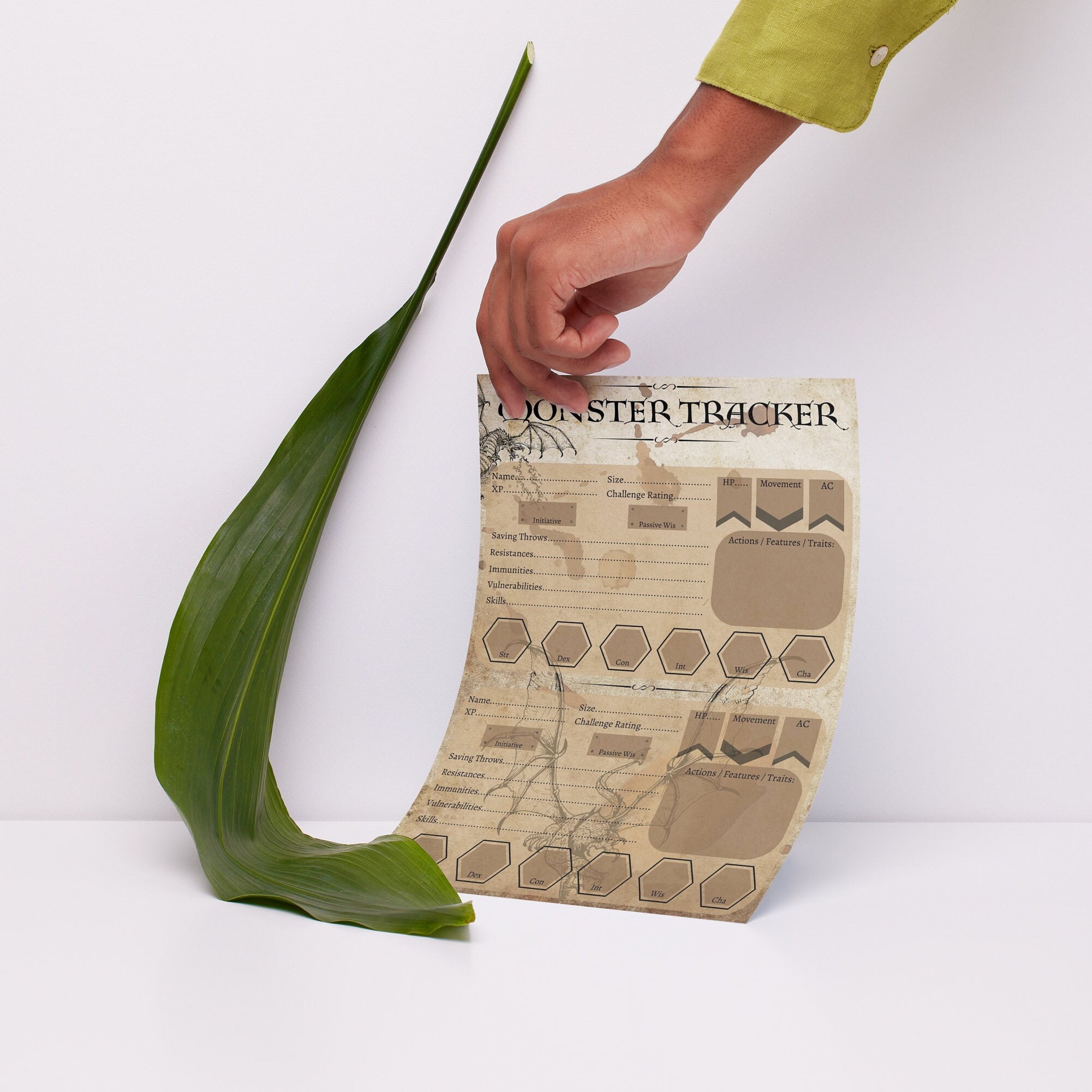 DM Pack in Parchment (initiative Tracker, Player Character Stat Sheet ...