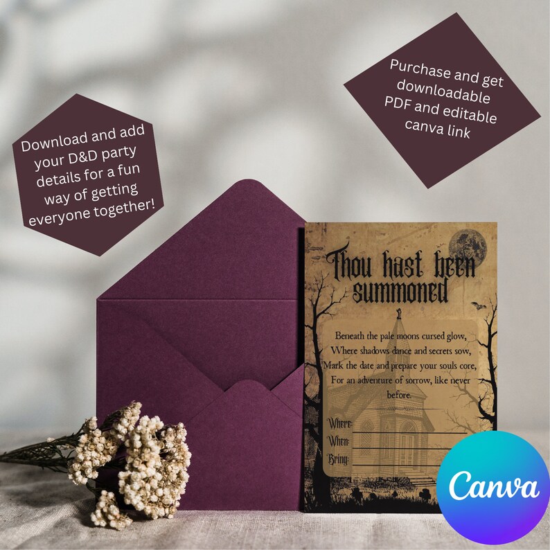 D&D Invite Template | Thou Hast Been Summoned | Halloween - Etsy