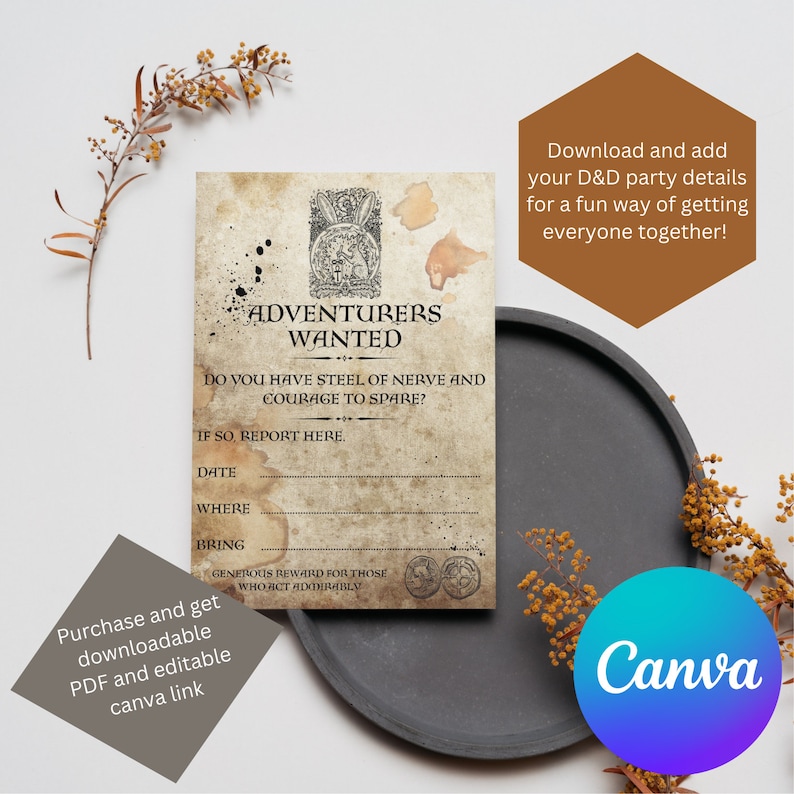 D&D Invite Template | Adventurers Wanted - Etsy