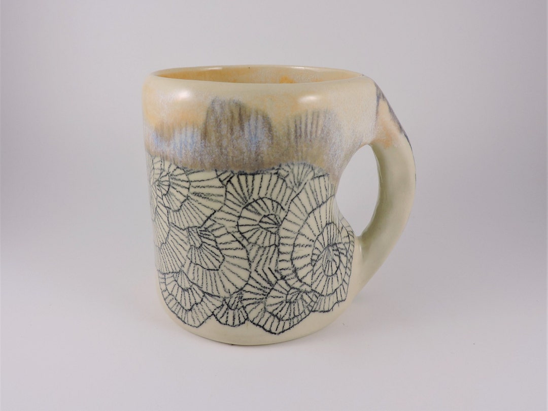 Handmade Ceramic Mug Abstract Fan Decoration - Etsy
