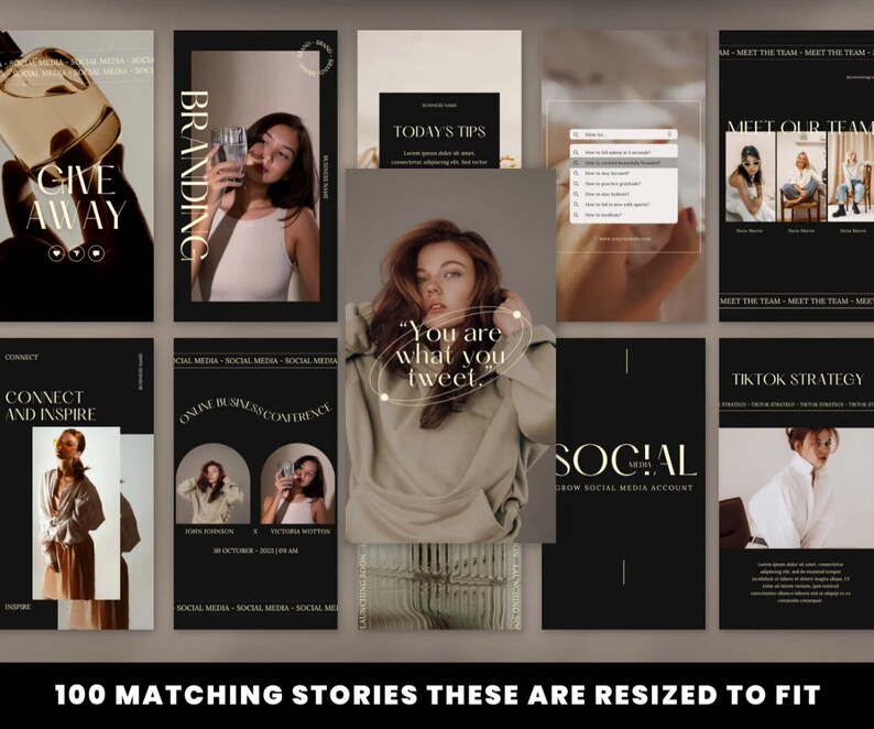 Aesthetic Social Media Template Bundle, Modern Editable Branding Kit ...