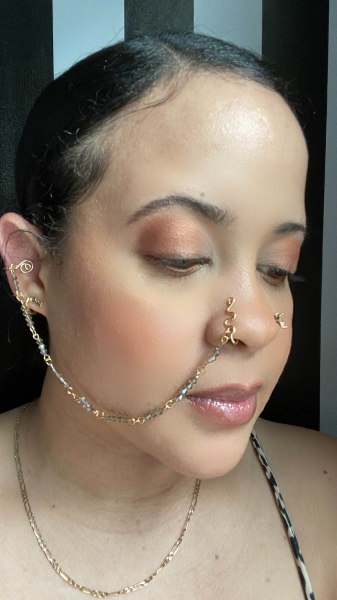 Nose Chain Nose to Ear Chain Face Chain Nose Chain Nose Cuff Chain Clip ...