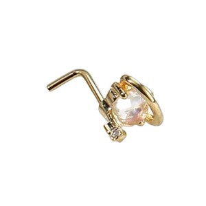 Rhinestone Nose Ring L-rod Stud Nose Ring Nose Studs Stainless Steel - Etsy