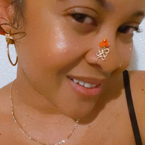 Fake Nose Ring / Nose Cuffs / Faux Nose Ring W/ Rhinestone - Etsy