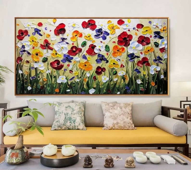 Large Flower Painting Abstract Art - Etsy