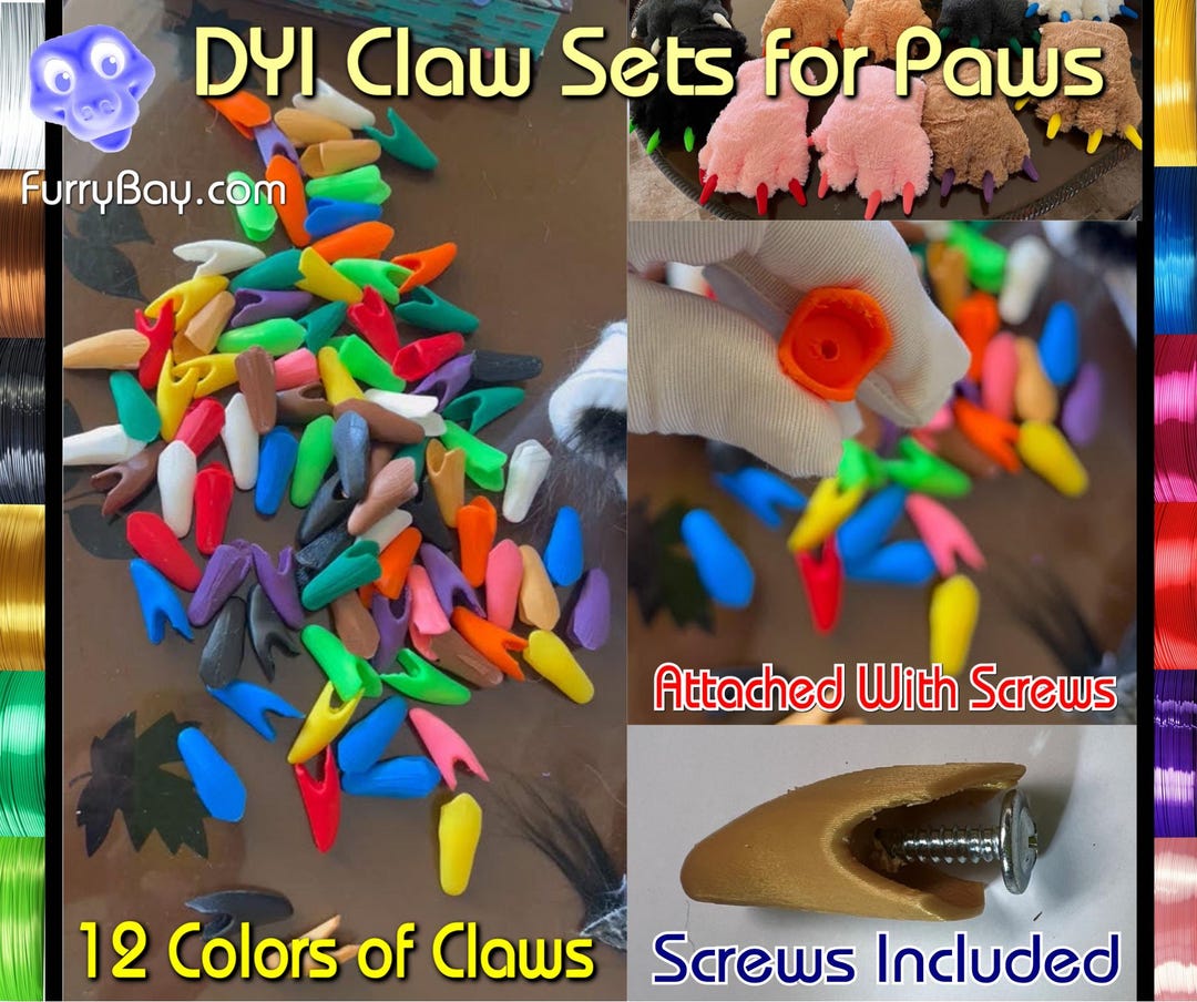Claws for Paws - 12 Colors of Claws - Screw on Claws, Screws Included ...
