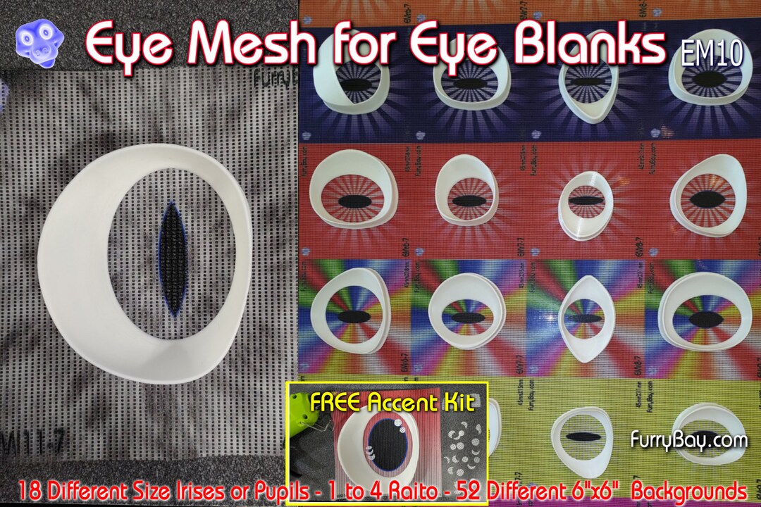 Em11 Universal Eye Mesh for Eye Blanks 1 Pair of 6x6 Backgrounds 1 to 4 ...