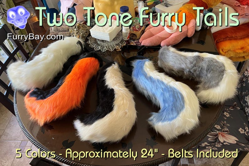 2 Color Furry Tails - 8 Colors - Approximately 24" - Furrybay - Etsy