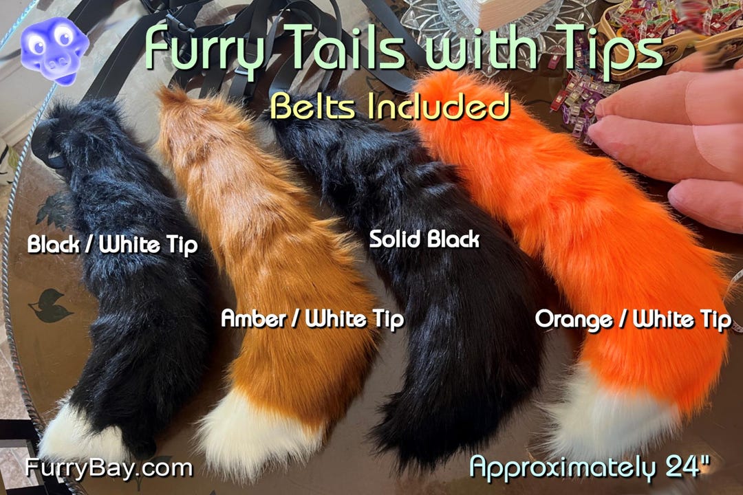 Furry Tails With Tips- 3 Colors - Approximately 24" - Furrybay - Etsy