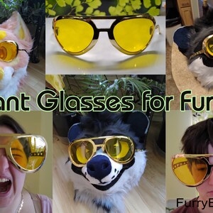 Giant Glasses for Furrys - Gold Tinted 80s Style - Fg-1 - Etsy