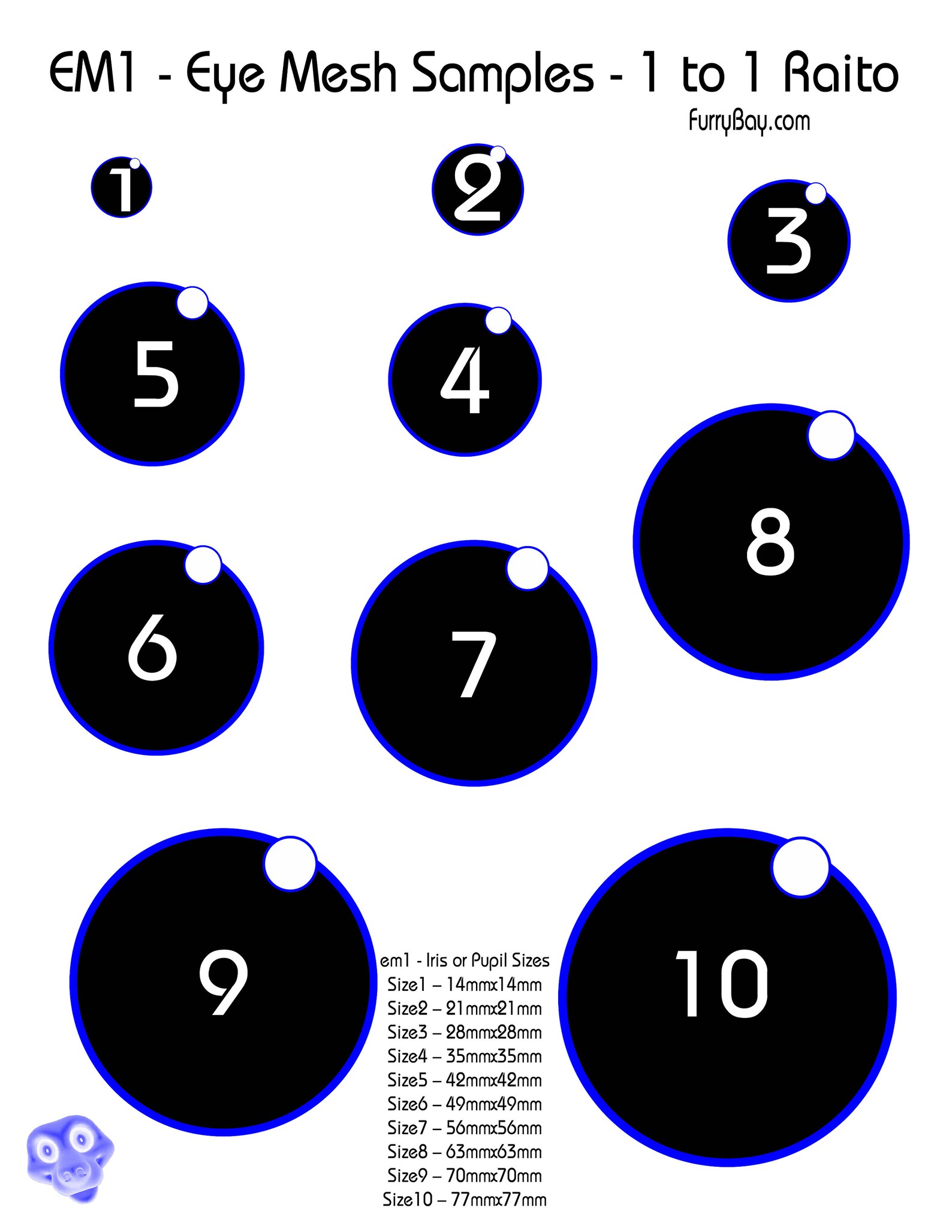 8.5x11 Printable PDF for Determining Mesh Pupil Sizes All My - Etsy