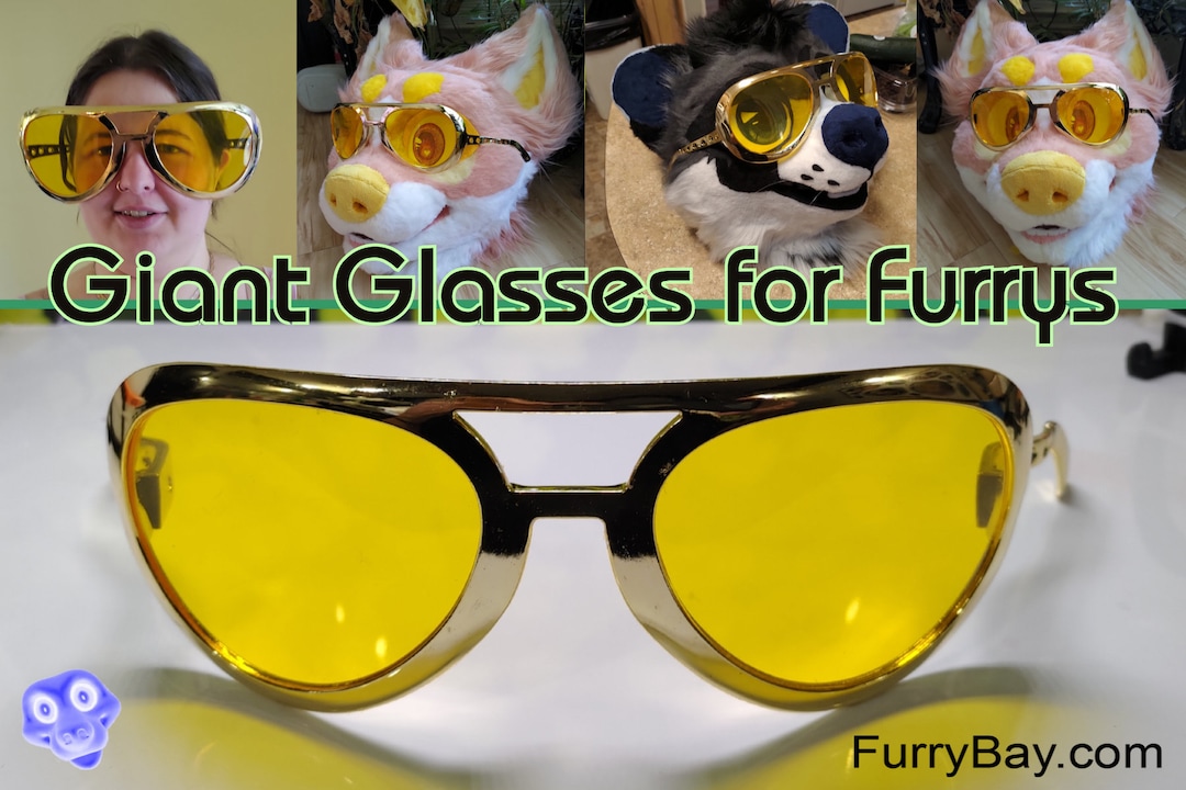 Giant Glasses for Furrys - Gold Tinted 80s Style - Fg-1 - Etsy