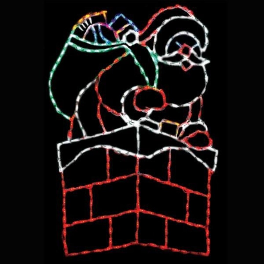 Large Christmas Outdoor Indoor Santa in Chimney With Gift Sack Holiday ...