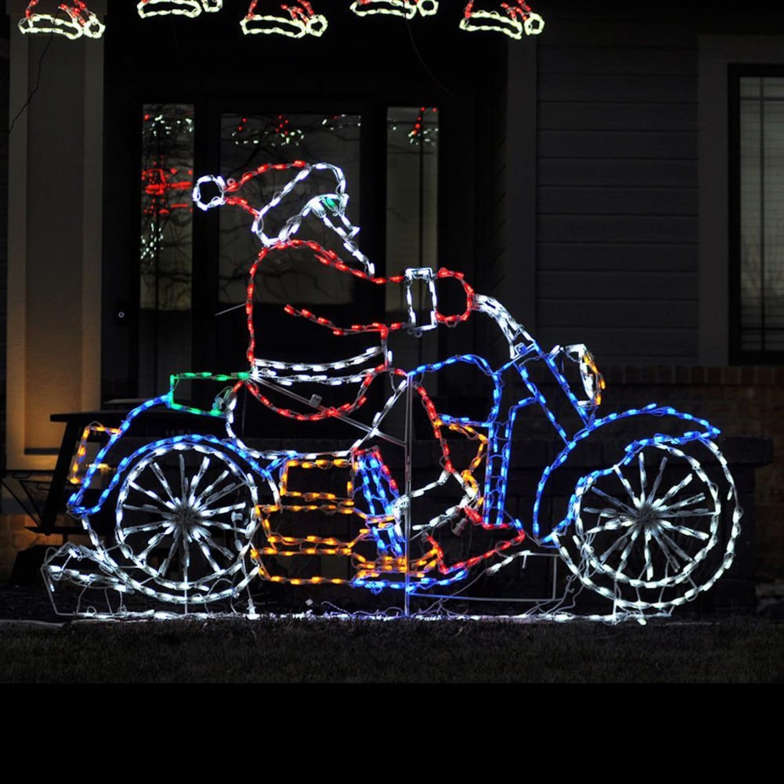Animated Large Christmas Outdoor Santa Riding on Motorcycle Holiday ...