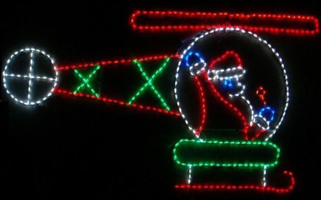 Santa in Vintage Style Helicopter Yard Art Wireframe Large Commercial ...