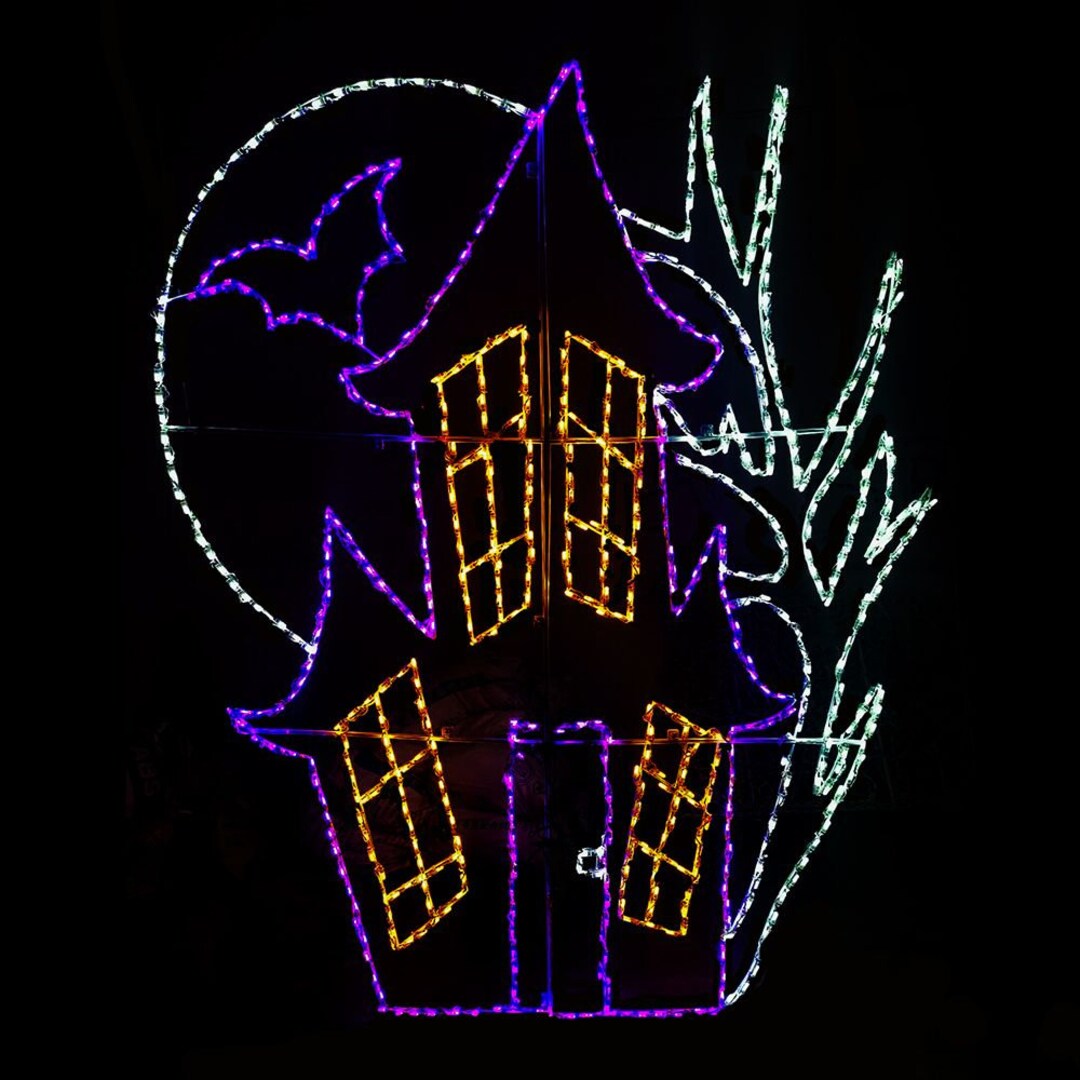 Large Spooky Halloween Haunted House Outdoor Indoor Wireframe Lighted ...