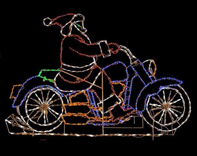 Large Christmas Outdoor Indoor Animated Santa Riding on Motorcycle ...