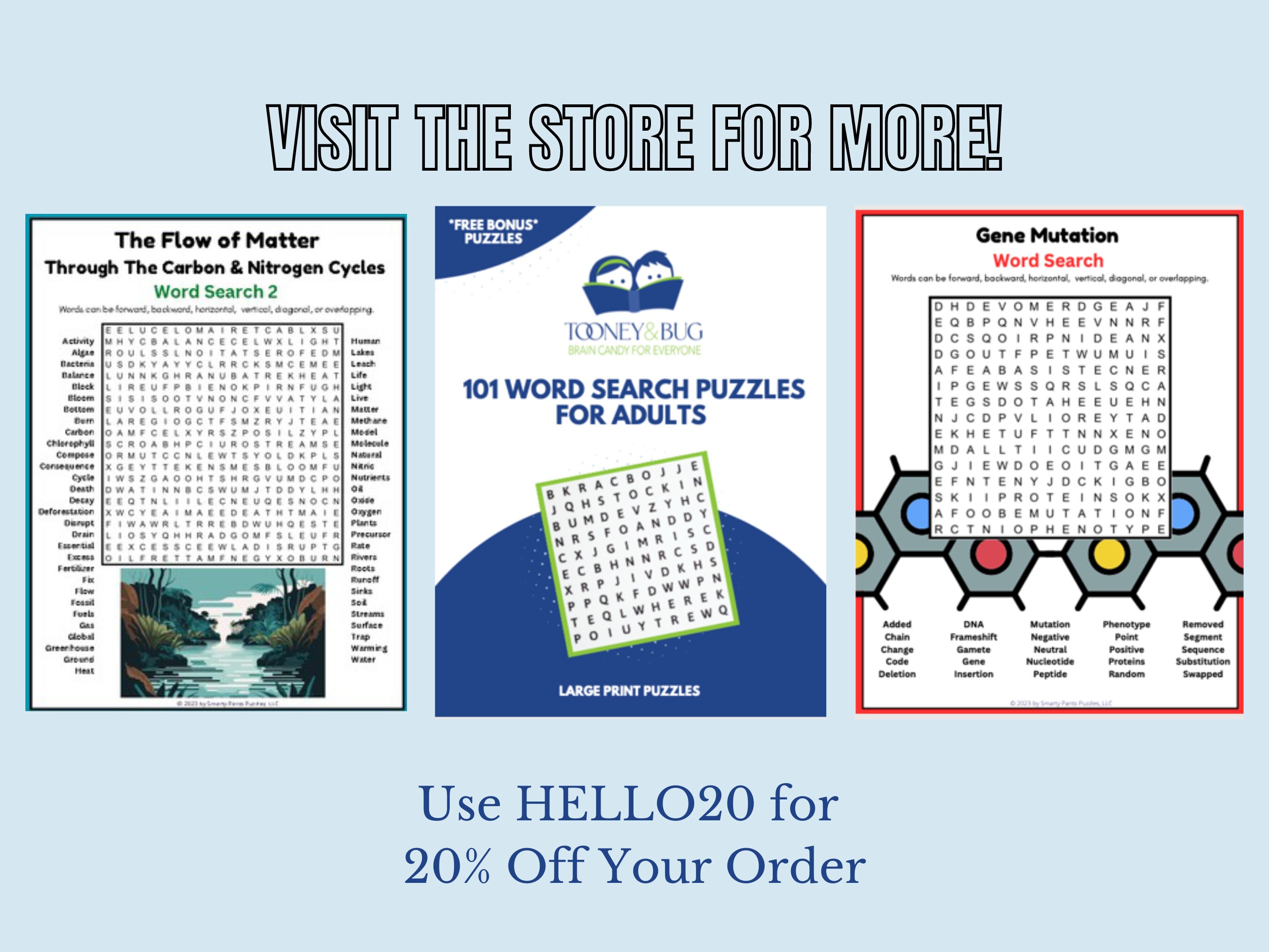 Biology Word Search Bundle 55 Puzzles Over 1,700 Hidden Words Science ...