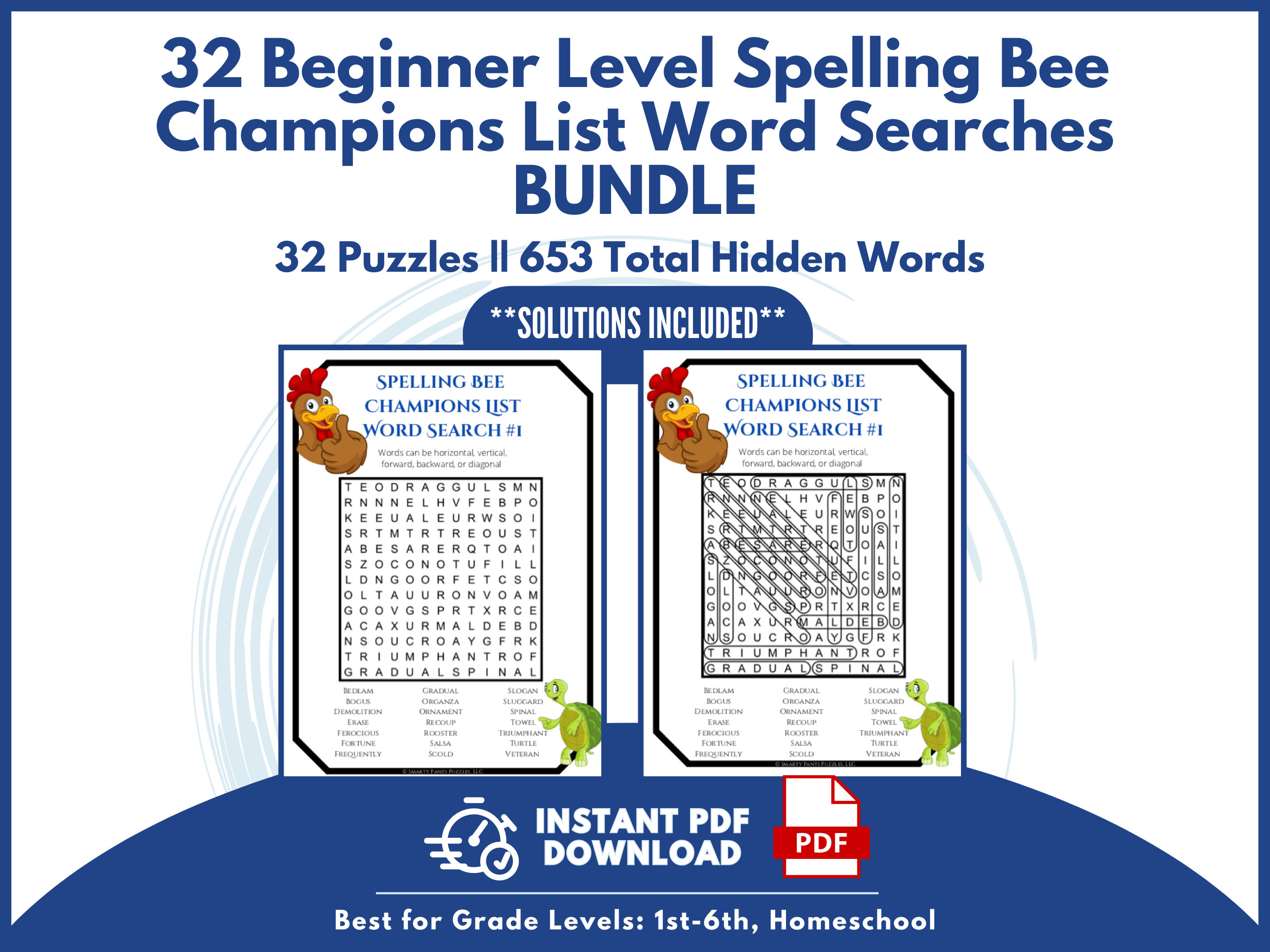32 Spelling Bee Champion List Word Searches 653 Hidden Words Spelling ...
