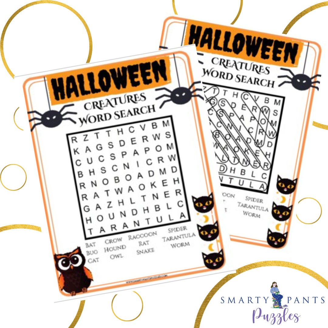 Halloween Creatures Word Search Game HALLOWEEN WORD SEARCH - Etsy