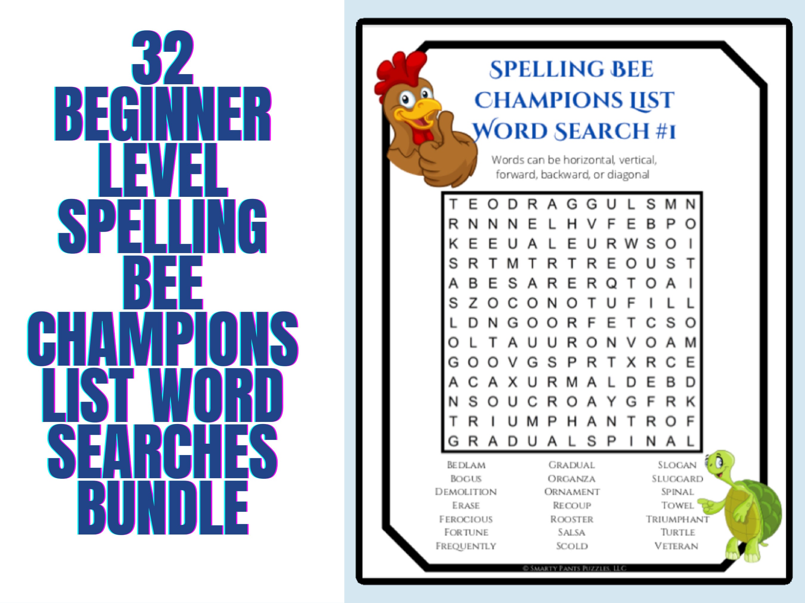 32 Spelling Bee Champion List Word Searches 653 Hidden Words Spelling ...
